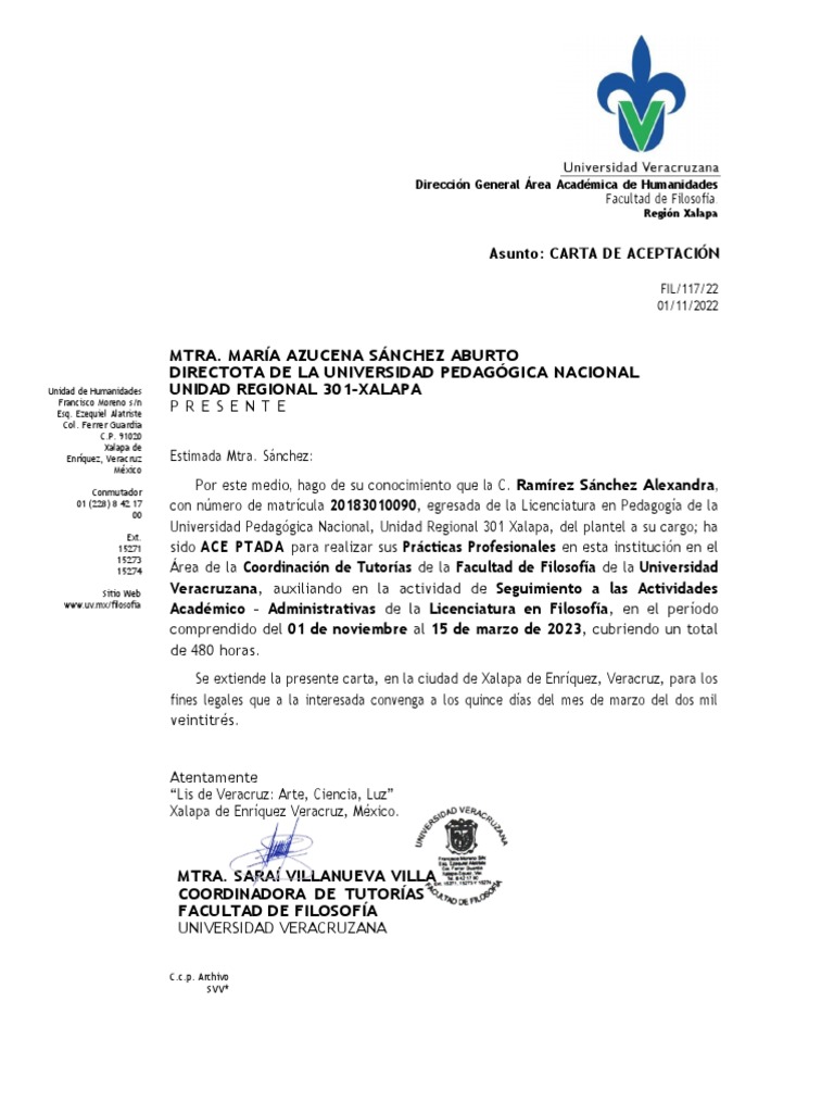 117 - Carta de Aceptación | PDF