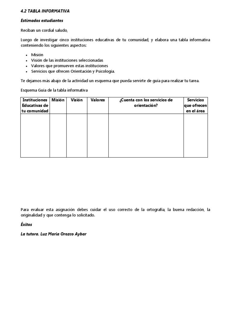 4.2 Tabla Informativa | PDF