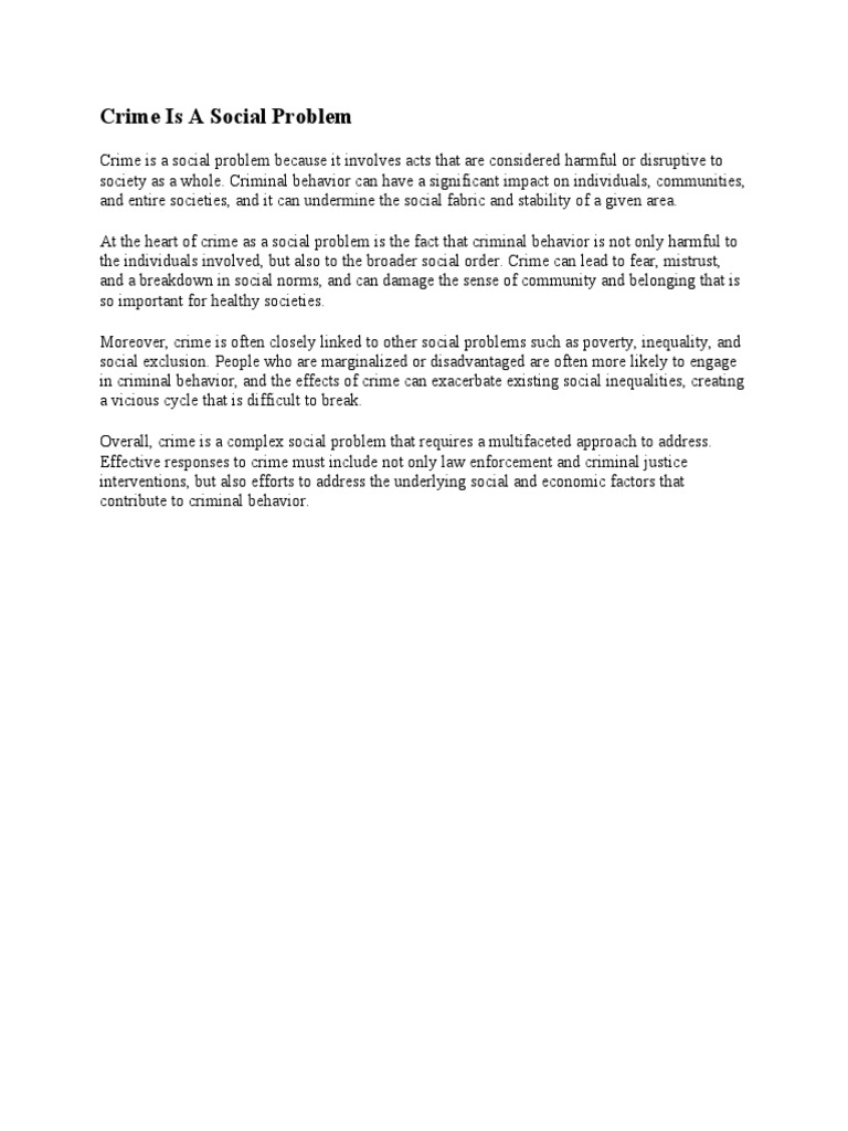 Crime Is A Social Problem | PDF