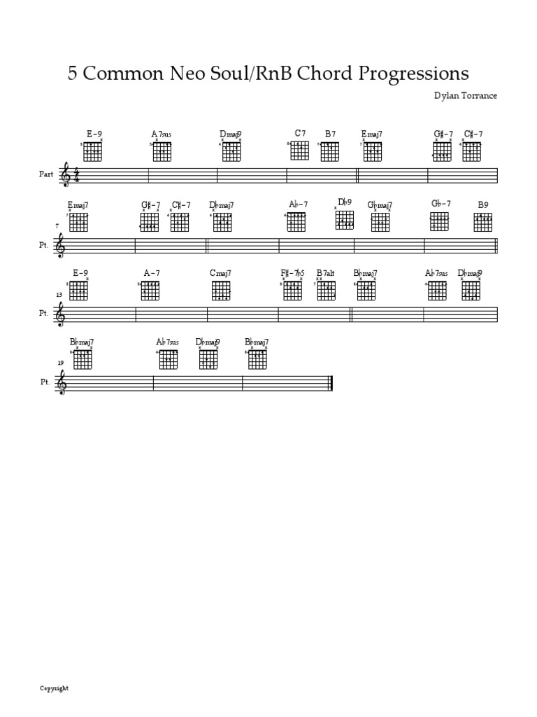 5 Common Neo Soul RNB Chord Progressions | Download Free PDF | Elements ...