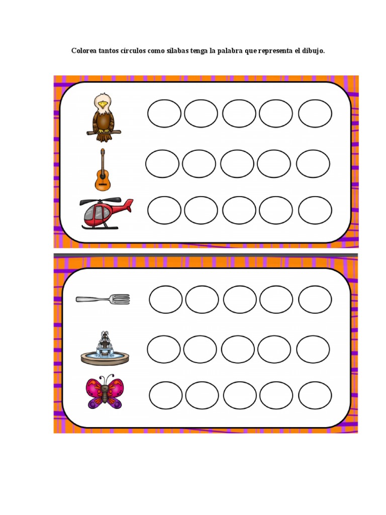 Colorea Tantos Círculos Como Sílabas Tenga La Palabra Que Representa El ...