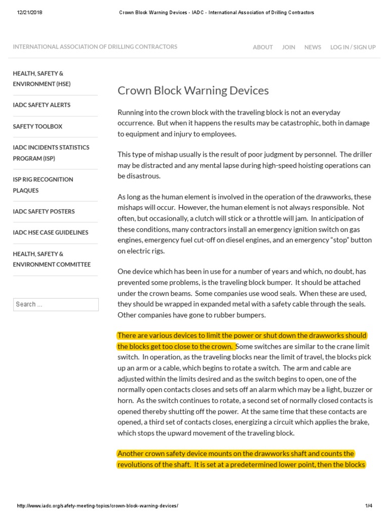 Crown Block Warning Devices - IADC - International Association of ...
