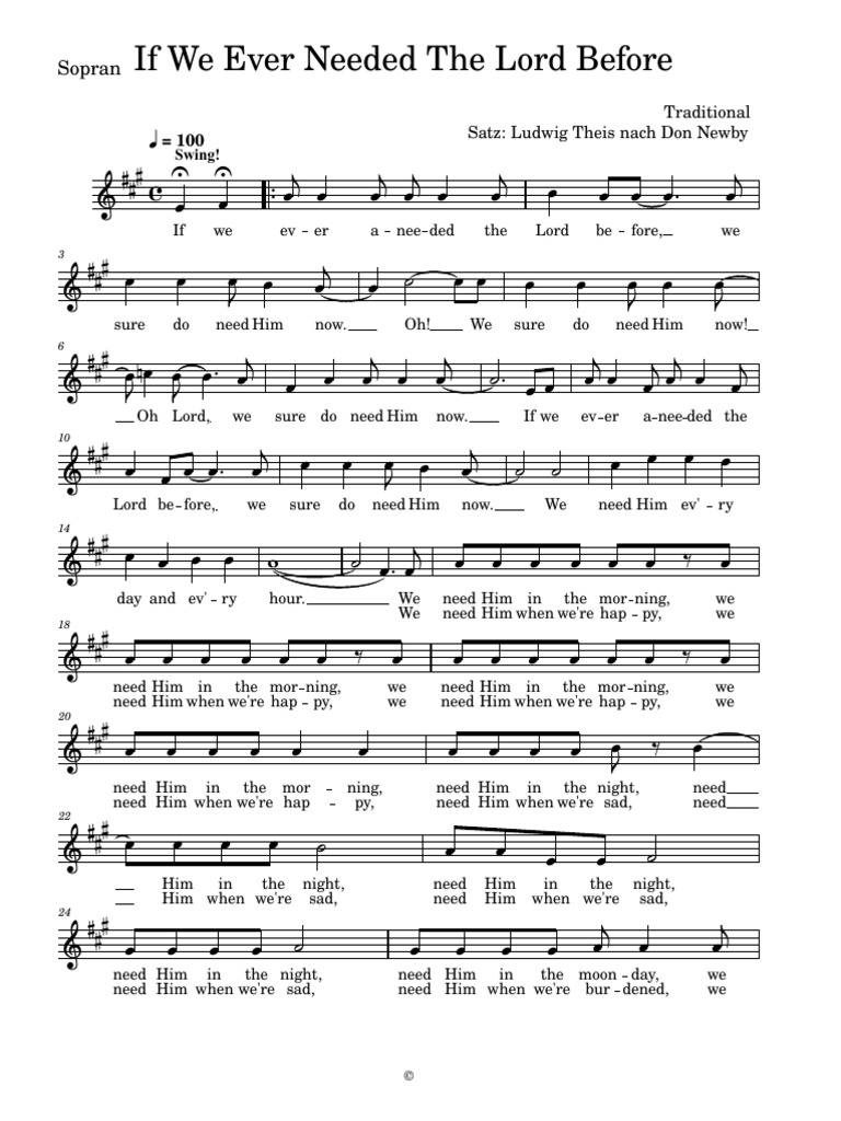 Take 6 - If - We - Ever - Needed - The - Lord - Before SATB-Sopran | PDF