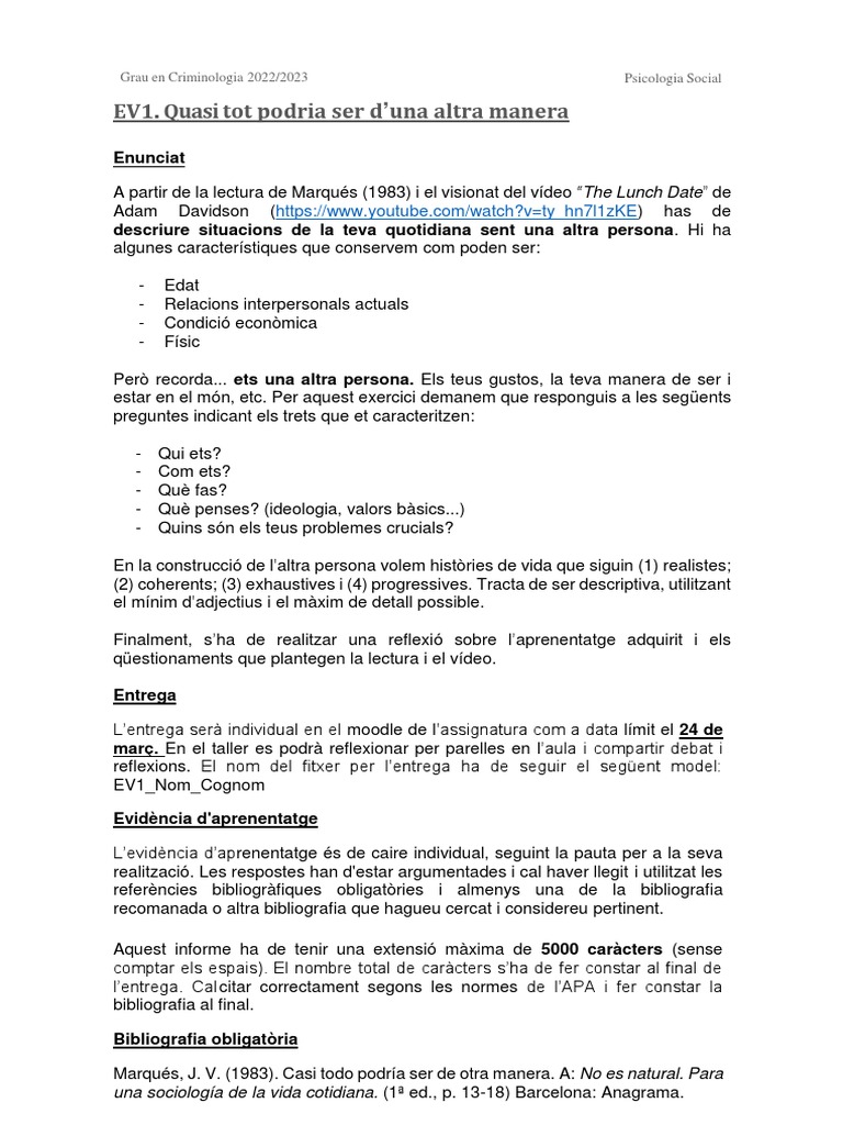 EV1 - Todo Podría Ser de Otra Manera | PDF