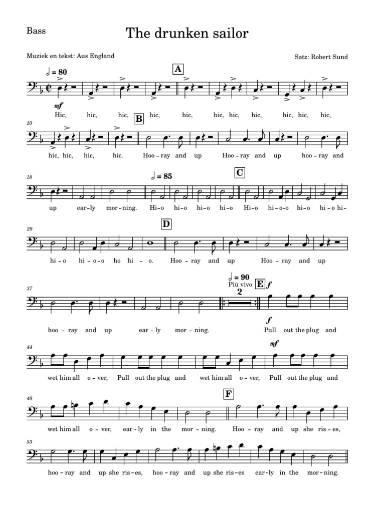 The Drunken Sailor-Bass | PDF