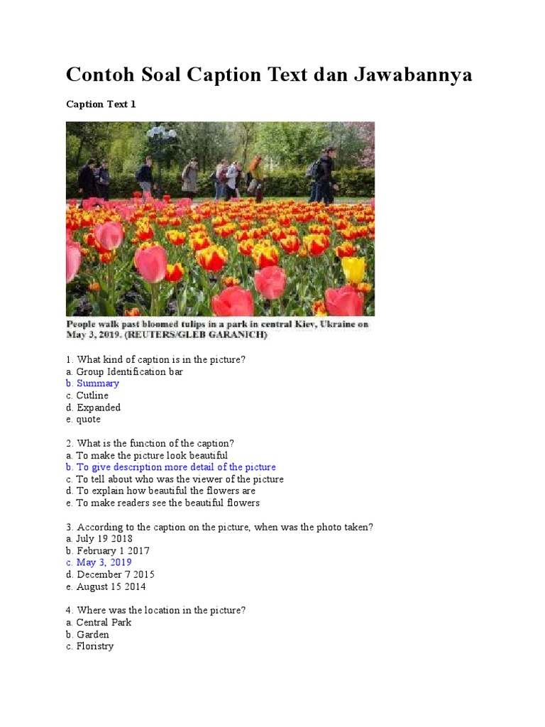 Contoh Soal Caption Text Dan Jawabannya | PDF | Jakarta