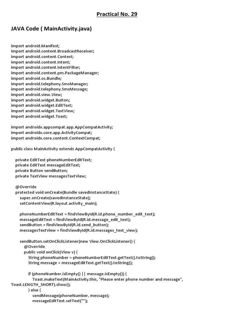 Practical No 29 Pdf Android Operating System Mobile Software 