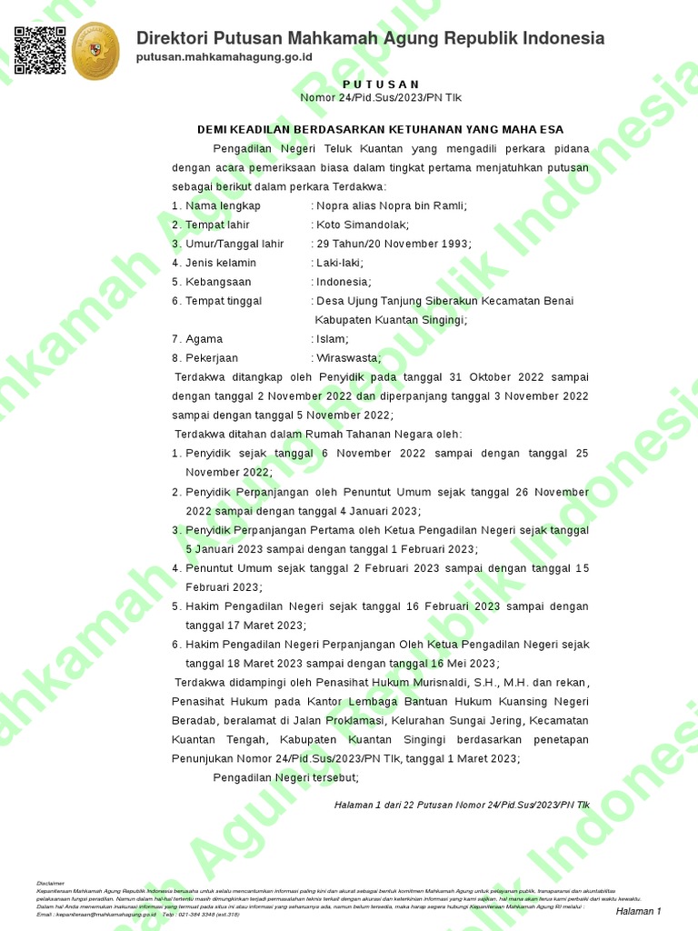 Putusan 24 Pid - Sus 2023 PN TLK 20230418232536 | PDF