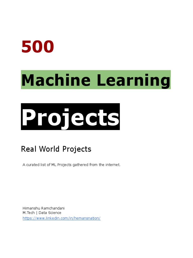 500 Machine Learning Projects | PDF | Time Series | Prediction