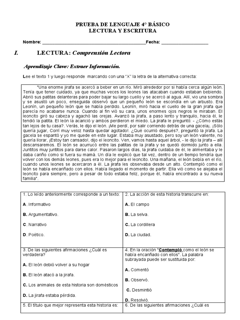 LECTURA: Comprensión Lectora: Aprendizaje Clave: Extraer Información ...