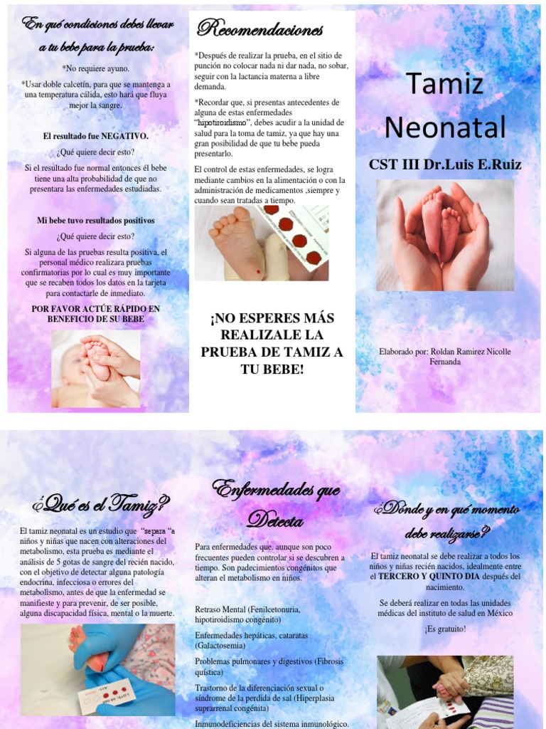 Folleto Tamiz Neonatal | PDF | Hipotiroidismo | Discapacidad intelectual