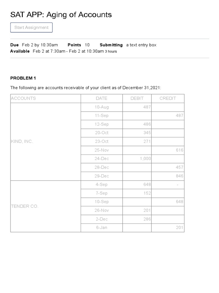 SAT APP - Aging of Accounts | PDF | Accounting | Financial Services
