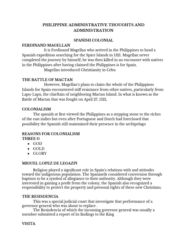 Philippine Administrative Thoughts and Administration: Spanish Colonial Ferdinand Magellan | PDF ...