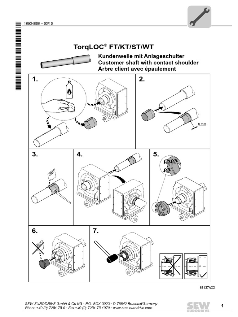 Torqloc FT/KT/ST/WT: Kundenwelle Mit Anlageschulter Customer Shaft With ...