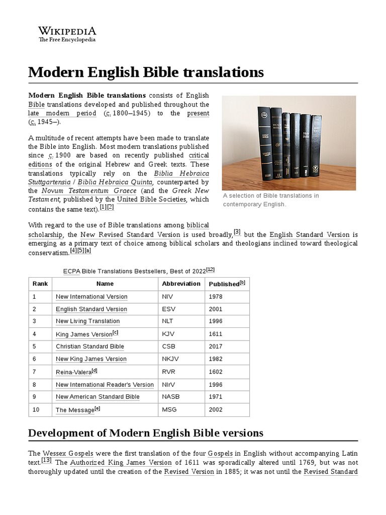 Modern English Bible Translations | PDF