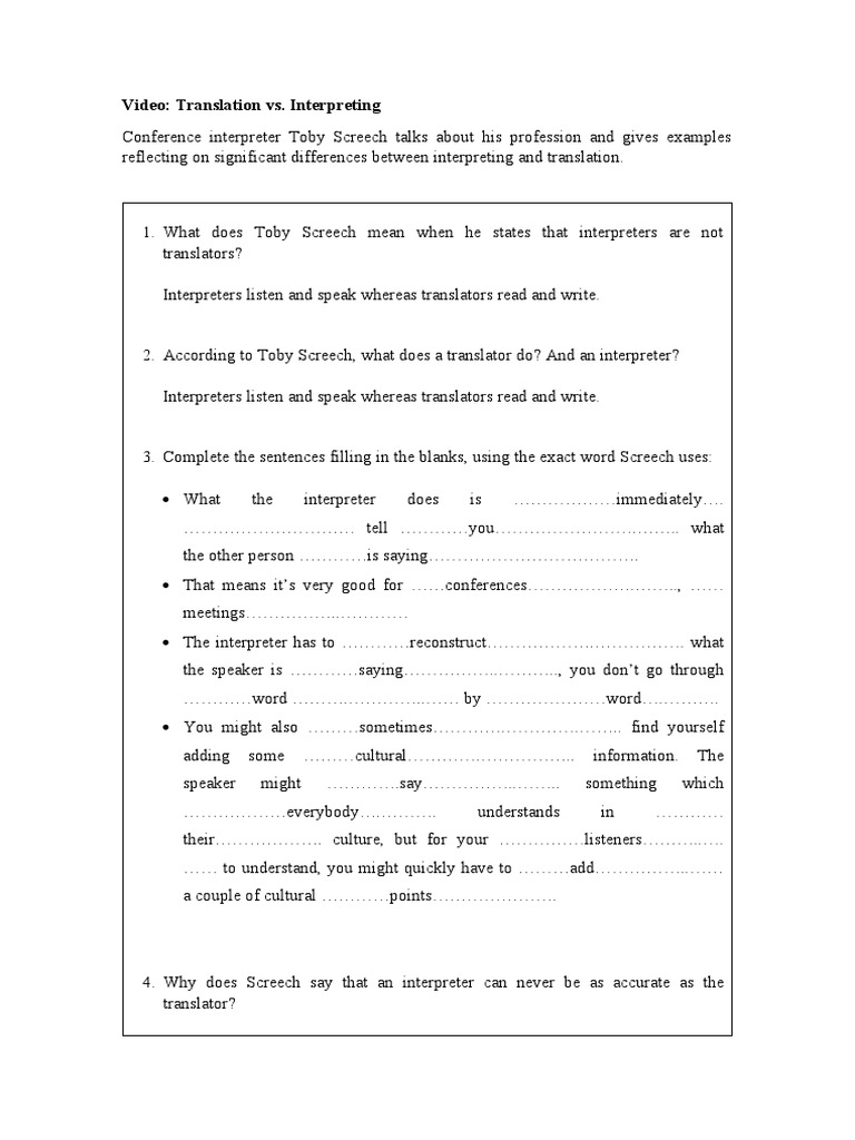 Translation vs. Interpreting | PDF | Language Interpretation | Translations