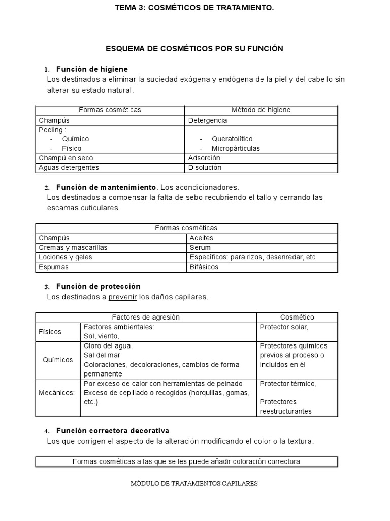Esquema T 3 Cosméticos de Tratamiento | PDF | Champú | Productos cosméticos
