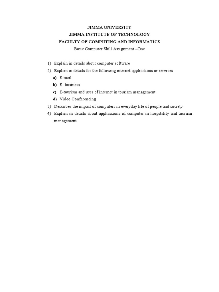 Jimma University Jimma Institute of Technology Faculty of Computing and ...