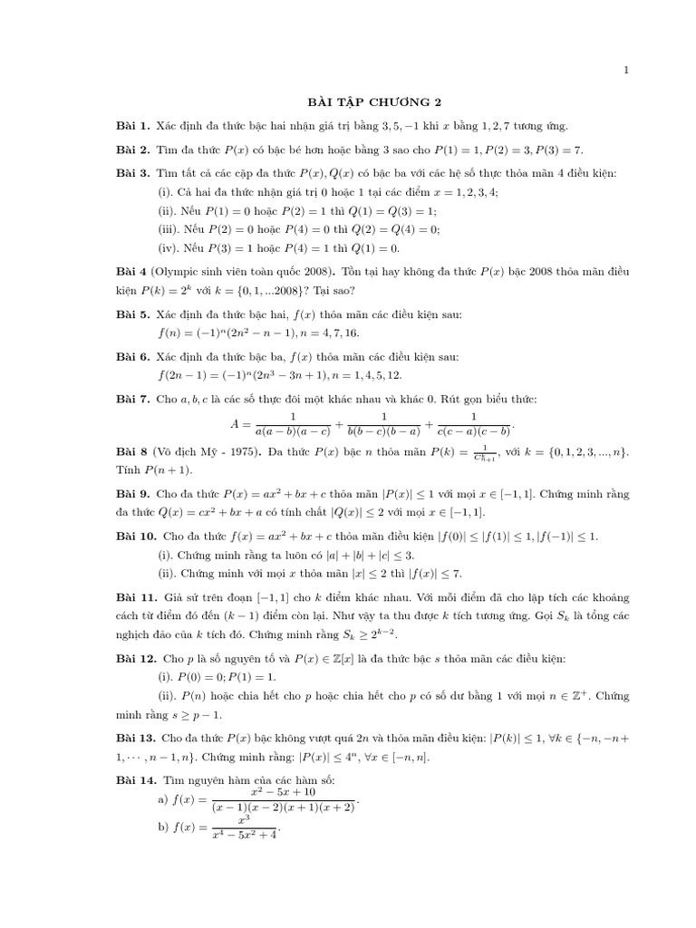 Bai Tap Da Thuc Va Ung Dung - C2 | PDF