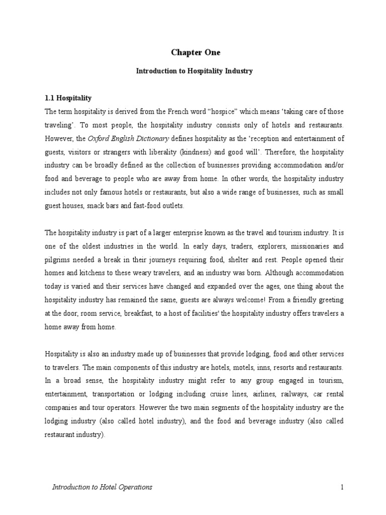 Introduction To Hotel Operation | PDF | Inn | Hotel