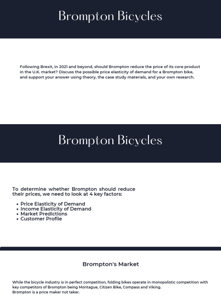 Quantic Brompton Bicycle Case Study | PDF | Demand | Elasticity (Economics)