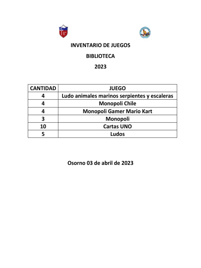 Inventario de Juegos | PDF