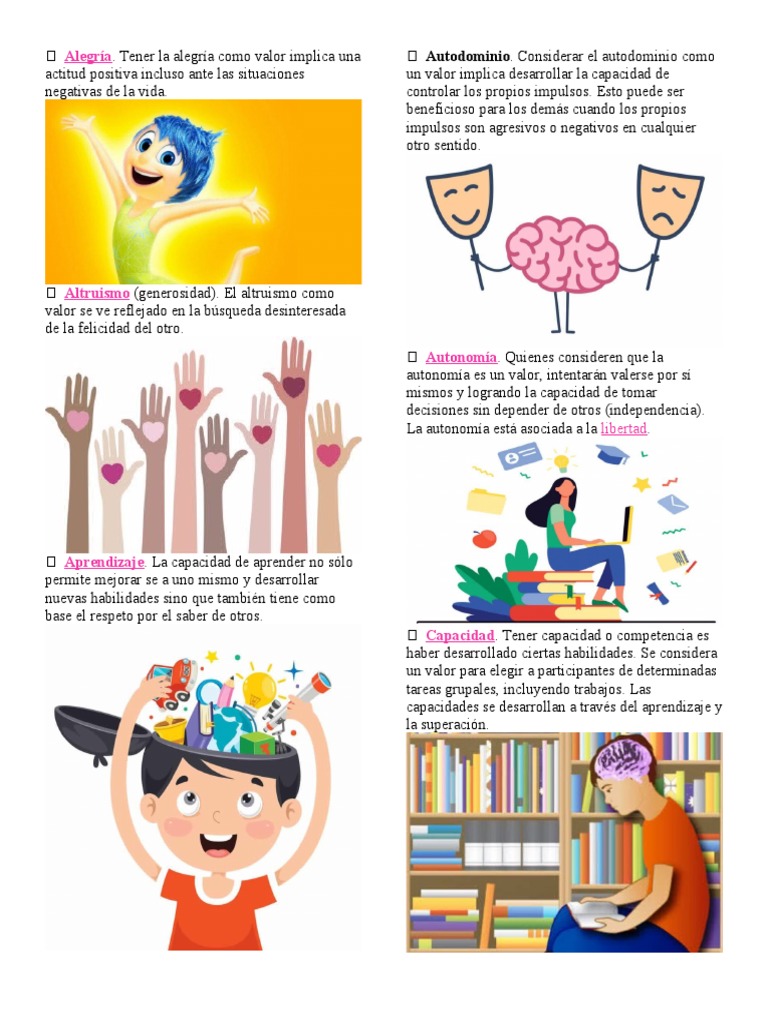 10 Valores Con Imagenes y Defincion | PDF | Compasión | Altruismo