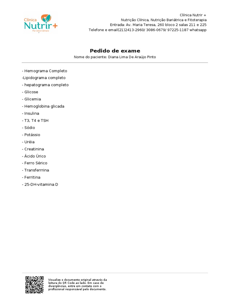 Pedido De Exames Pdf