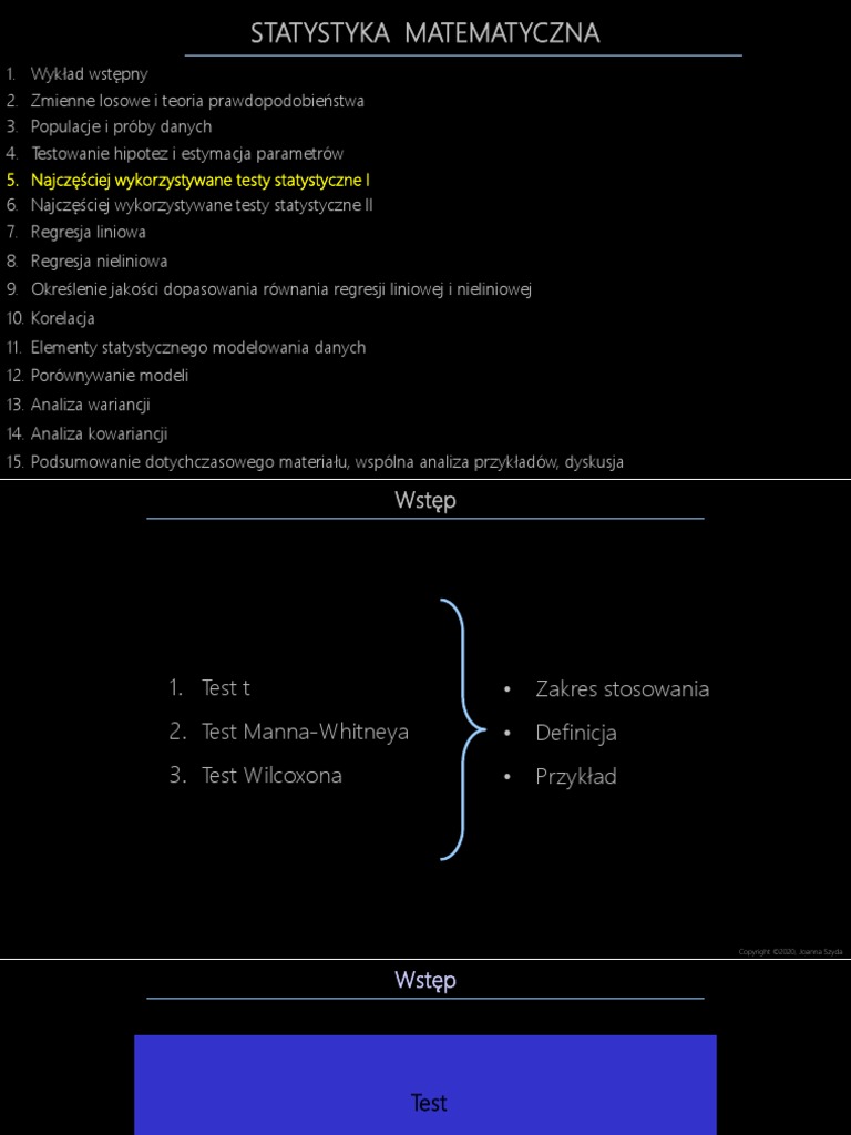 Statystyka Matematyczna: 5. Najczęściej Wykorzystywane Testy ...