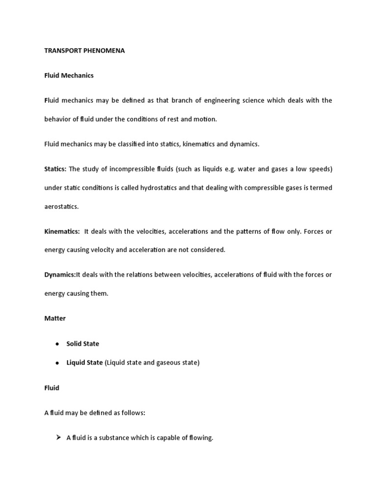 Transport Phenomena Notebook | PDF | Fluid Mechanics | Shear Stress