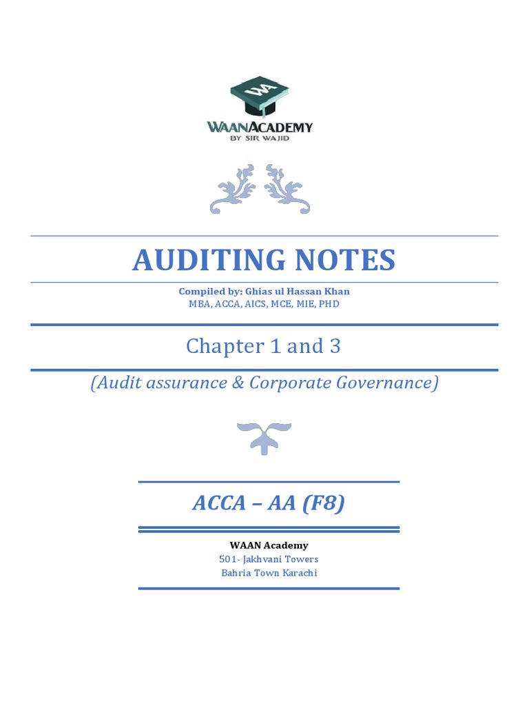 WAAN - Lecture Points - Chapter 1 & 2 - Audit Assurance and Corporate ... WAAN - Lecture Points - Chapter 1 & 2 - Audit Assurance and Corporate ...