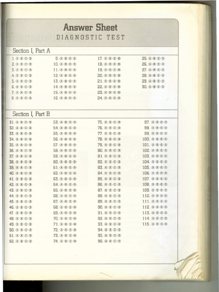 Diagnostic Answer Sheet | PDF
