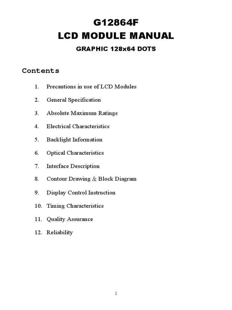 G12864f Lcd Module Manual Pdf Cursor User Interface Pointer Computer Programming