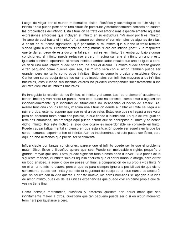 Amor ¿Infinito? | PDF | infinito | Amor