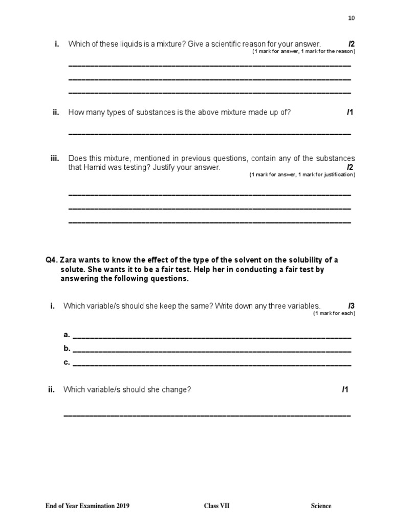 Science Paper Section B and C Class VII 2019-10 | PDF | Business