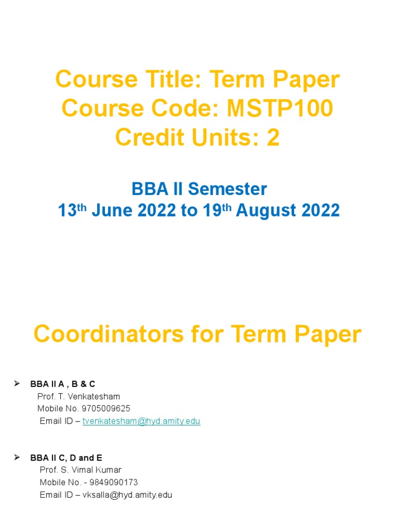 Term Paper 2022 Guidelines For BBA | PDF | Methodology | Communication