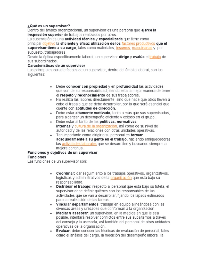 Qué Es Un Supervisor | Descargar gratis PDF | Business