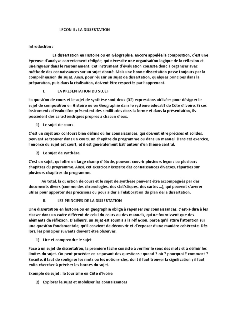 Méthodologie de la dissertation Histoire-Géo | PDF | Géographie ...