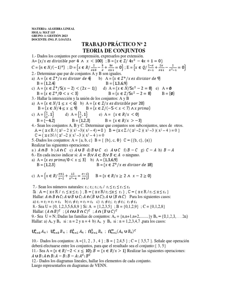 Formación de Conjuntos en Algebra Lineal | PDF | Matemáticas