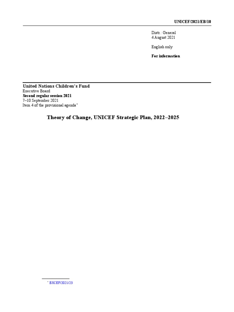 Theory of Change, UNICEF Strategic Plan, 2022-2025 | Download Free PDF ...