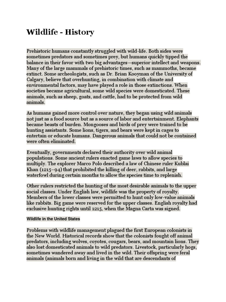 Forest and Wildlife History | PDF | Forestry | Natural Resource Management