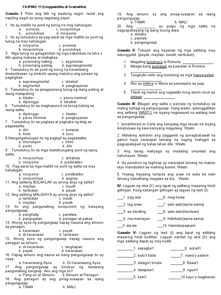 Filipino 11 - Set 2 | PDF