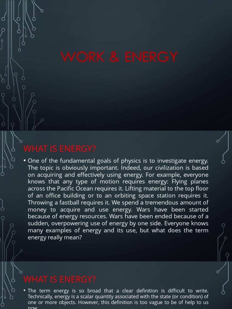 Work Energy | PDF | Kinetic Energy | Mass