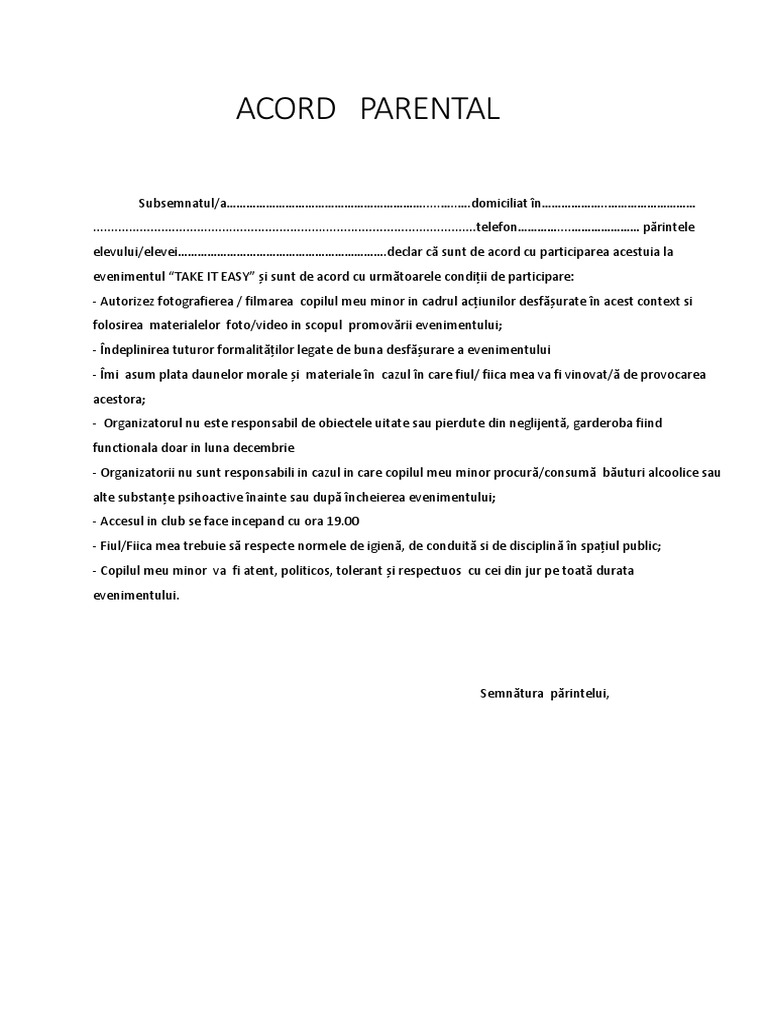 Acord Parental | PDF