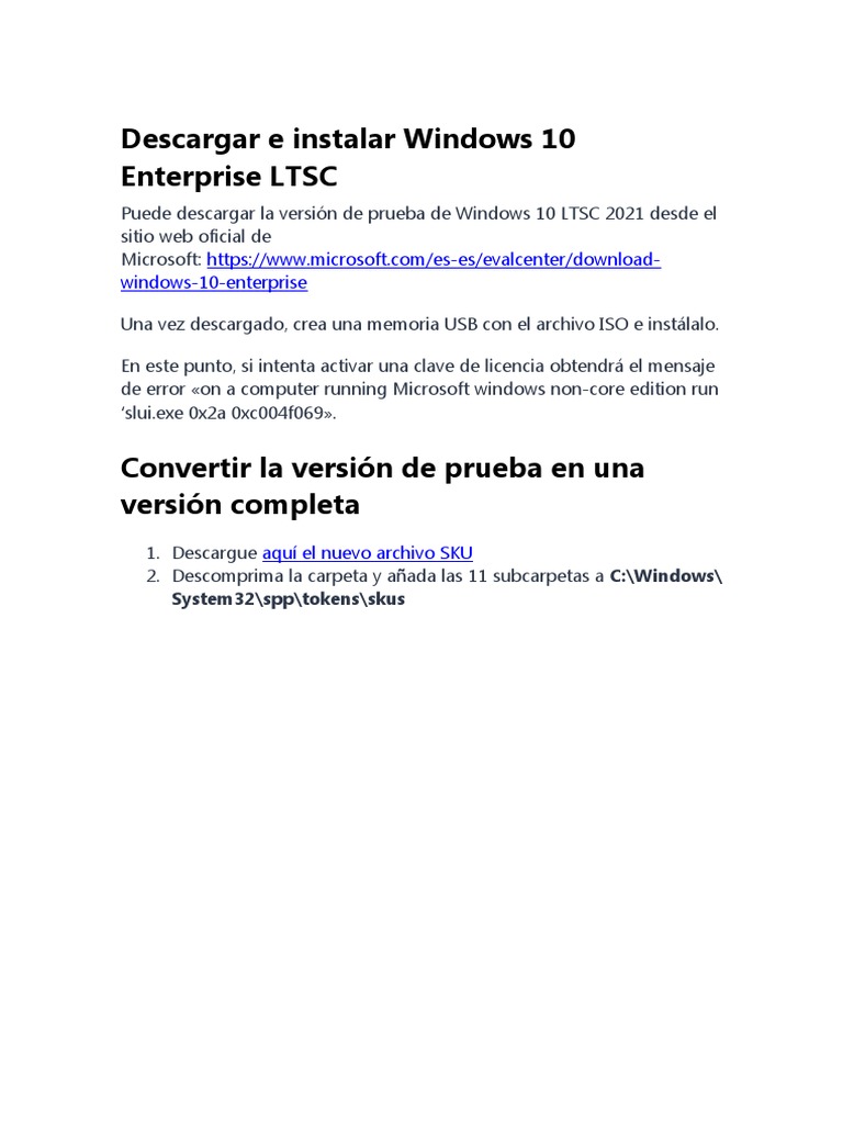 Descargar e Instalar Windows 10 Enterprise LTSC | PDF