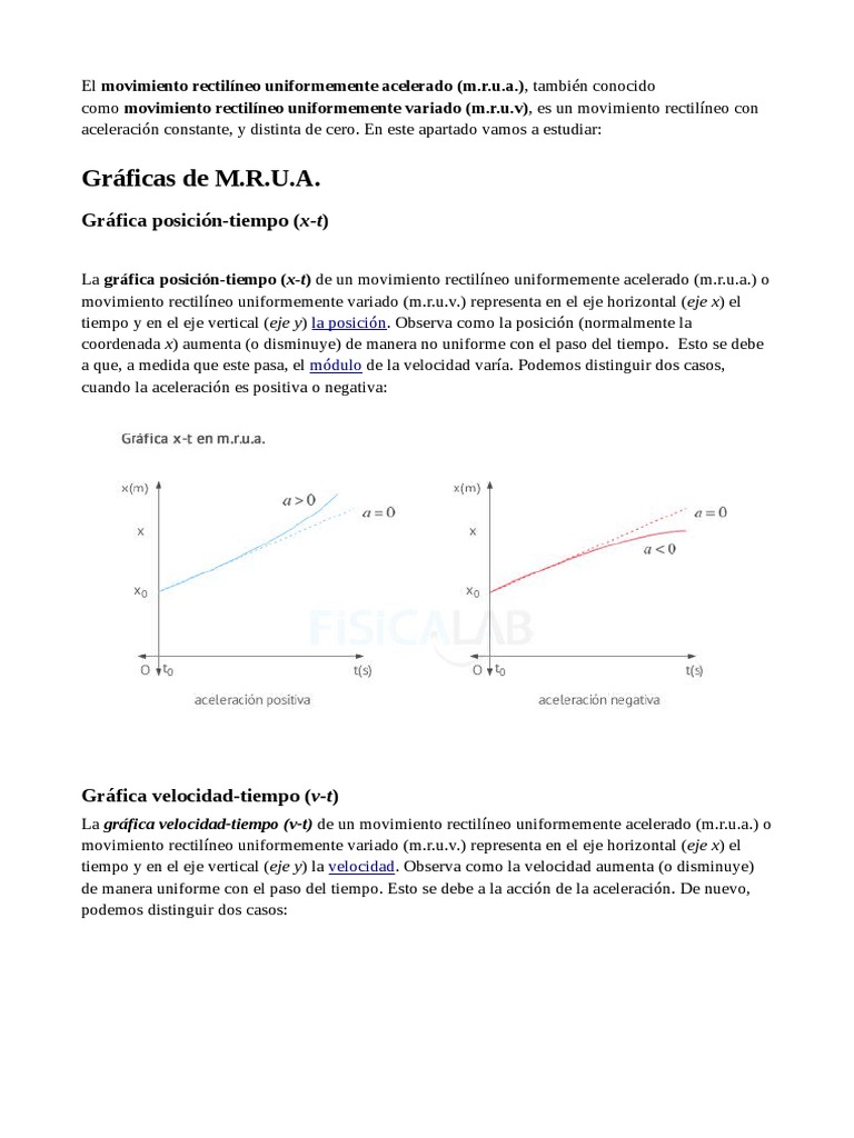 Graficas Mov Rect Unif Acelerado | PDF | Aceleración | Velocidad