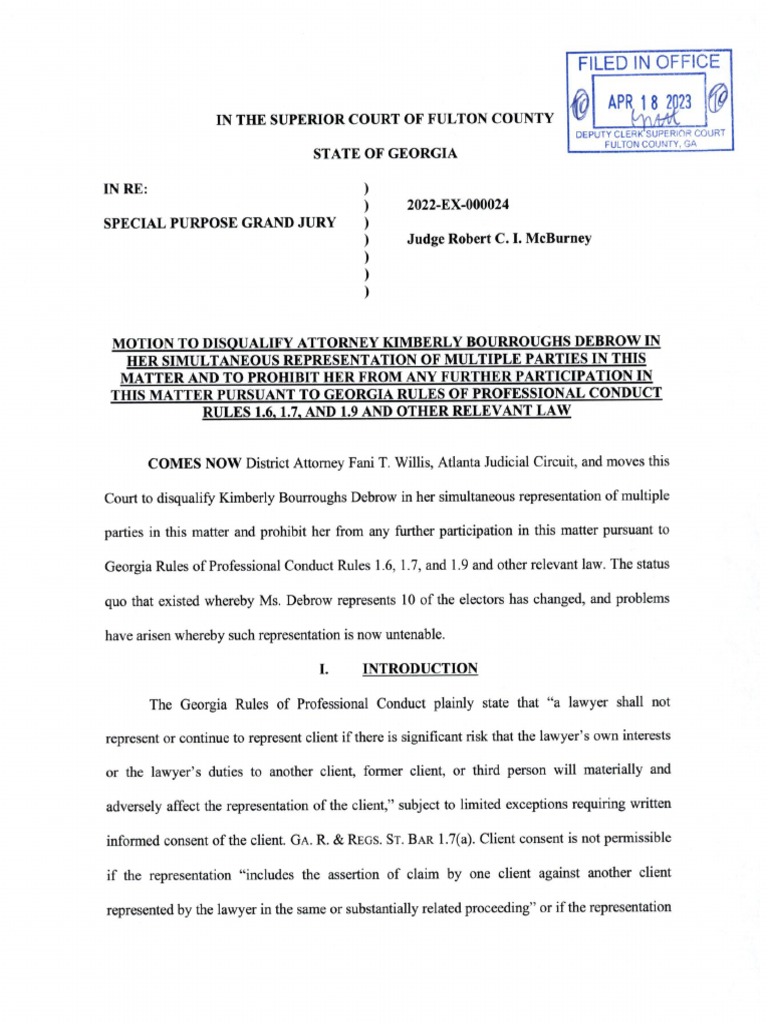 Spgj-Motion To Disqualify Atty Kimberly Bourroughs Debrow | PDF