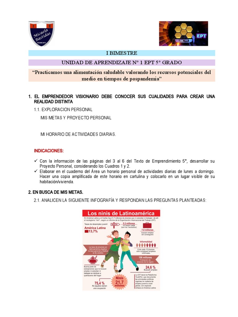 Ruta de La Unidad de Aprendizaje 1 Ept - 2023 | PDF