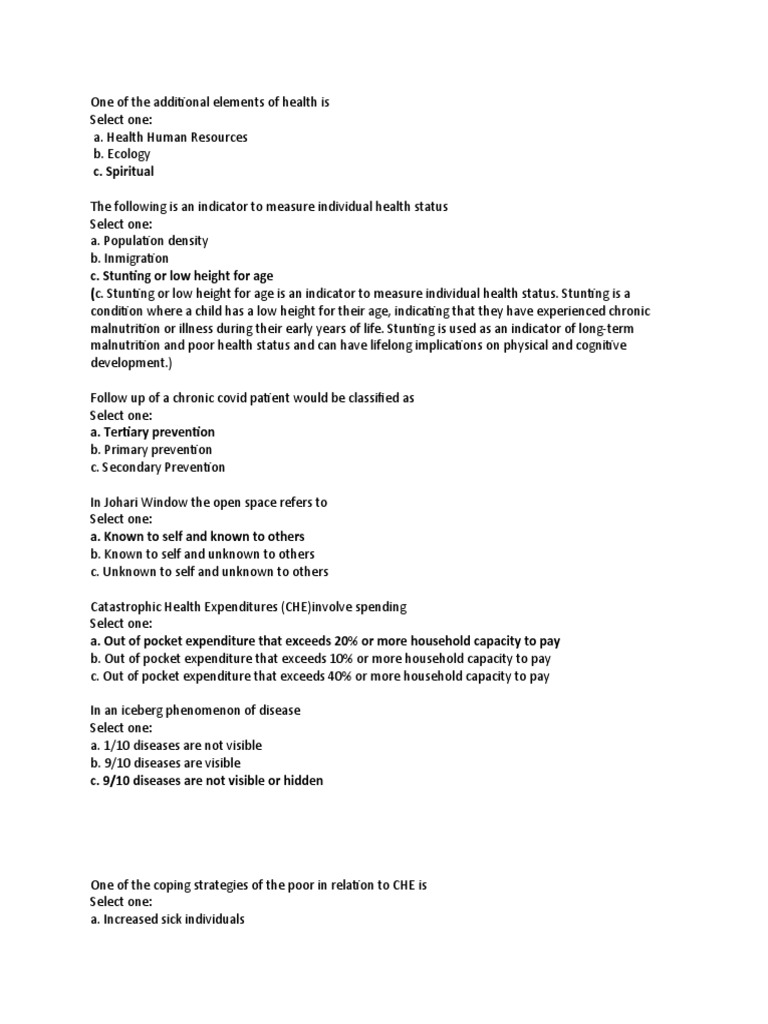 Health Systems and Environmental Health Quiz 1 | PDF | Leadership ...
