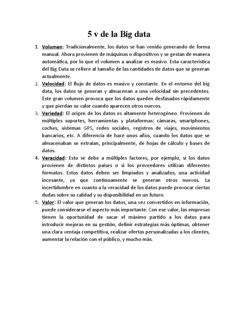 5 V del Big Data: Claves Esenciales | PDF